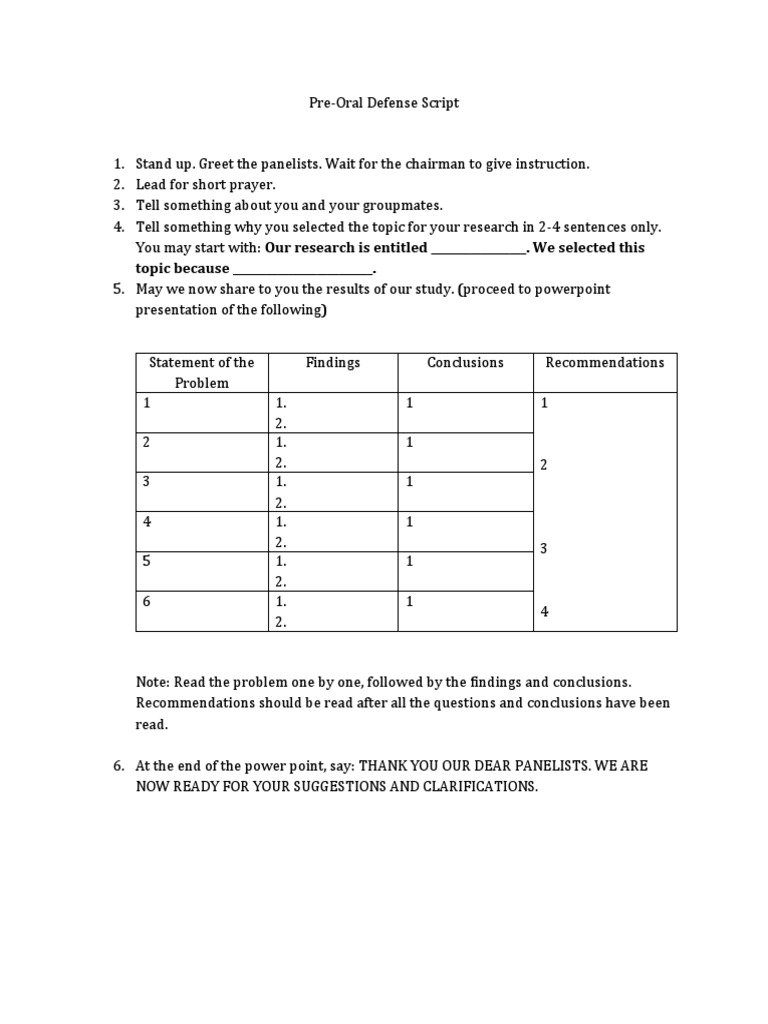 Pre Oral Script | PDF