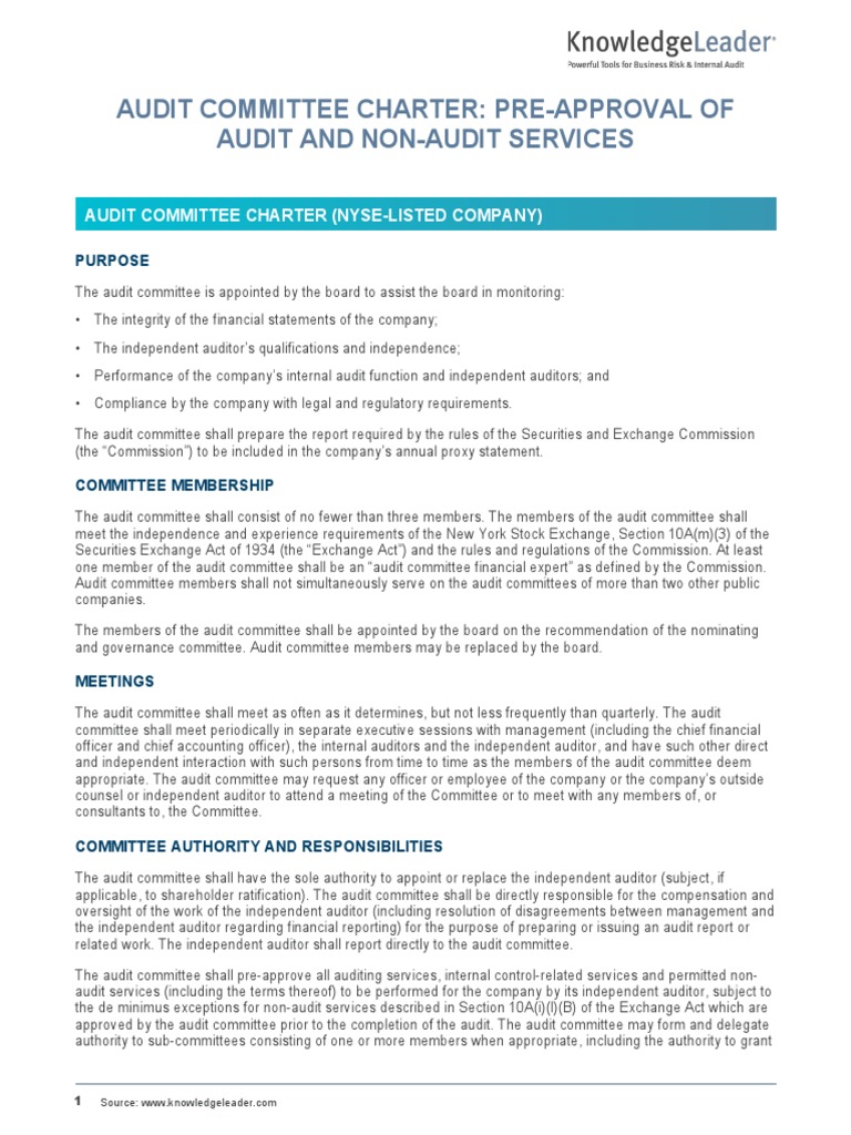 Audit Committee Charter Overview | PDF | Audit Committee | Audit