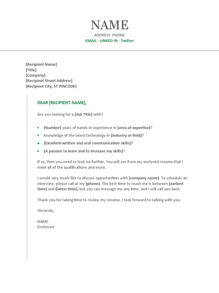 Dear (Recipient Name) ,: Email Linked in Twitter | PDF | Career ...