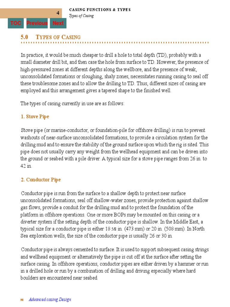 PDF Types of Casing Rabia, H1 Well Engineering and Construction | PDF | Casing (Borehole ...