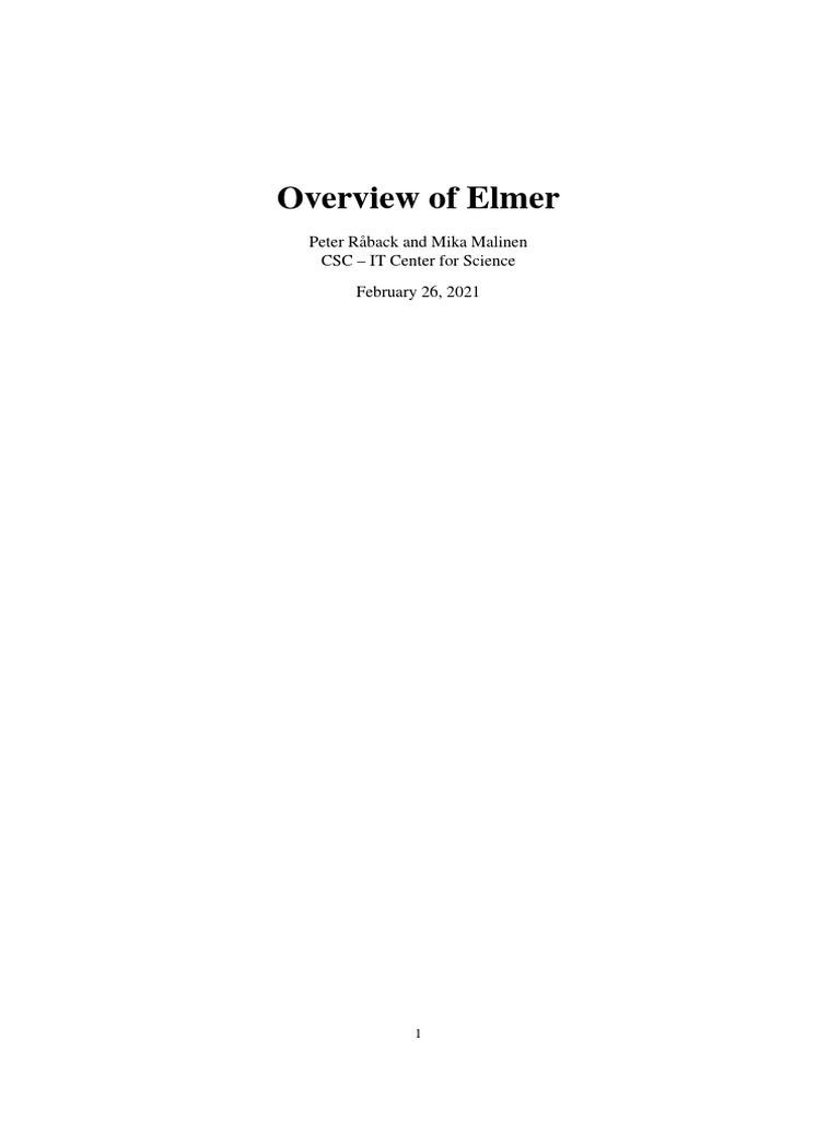 Elmer Overview | Download Free PDF | Finite Element Method | Source Code