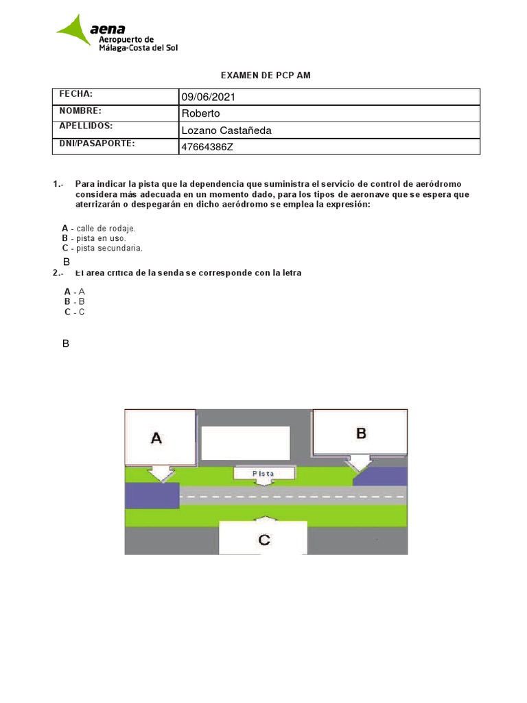 Examen 1 AM Nuevo - SDR | PDF | Pista | Aeropuerto