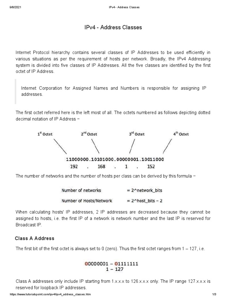 IPv4 - Address Classes | PDF | Ip Address | Computer Science