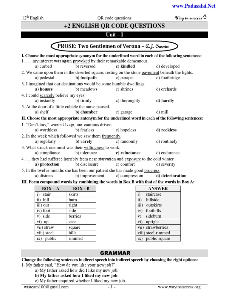 56-12th English - QR Code Questions and Answer Keys - Way To Success ...