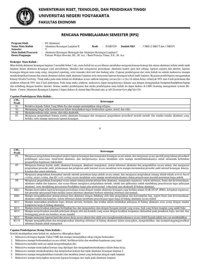 RPS AKL 2 D4-Akuntansi | PDF