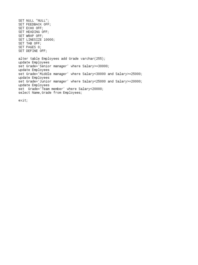 Display Employee Grade Based On Employee Salary | PDF | Computers
