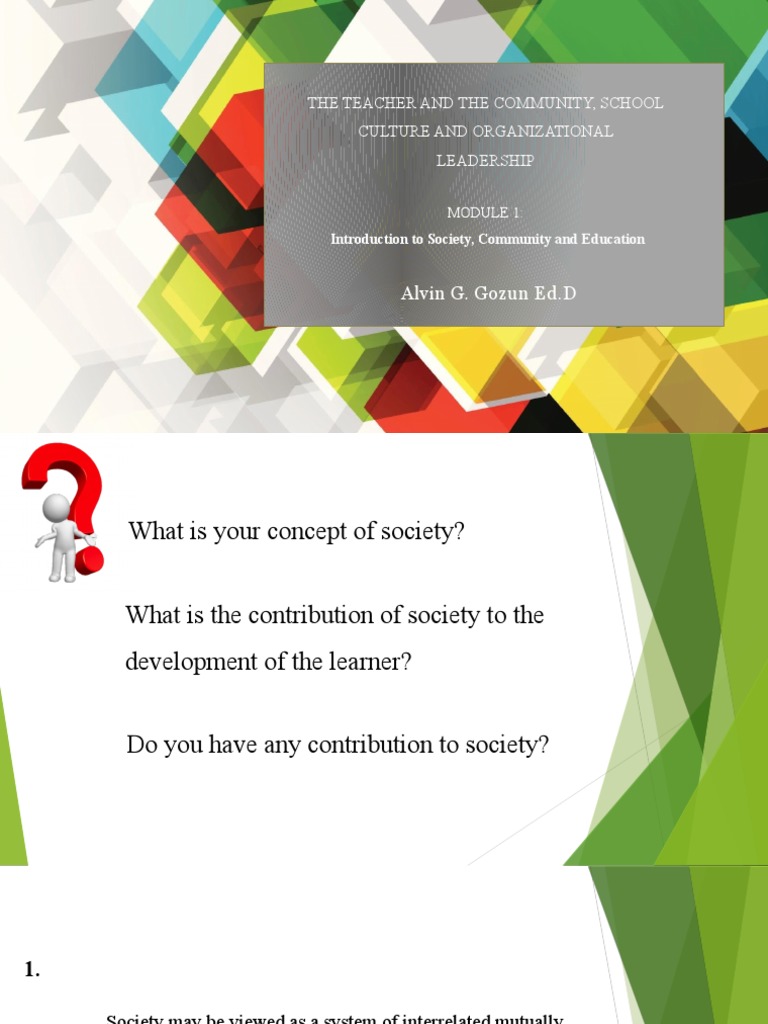 The Teacher and The Community, School Culture and Organizational ...