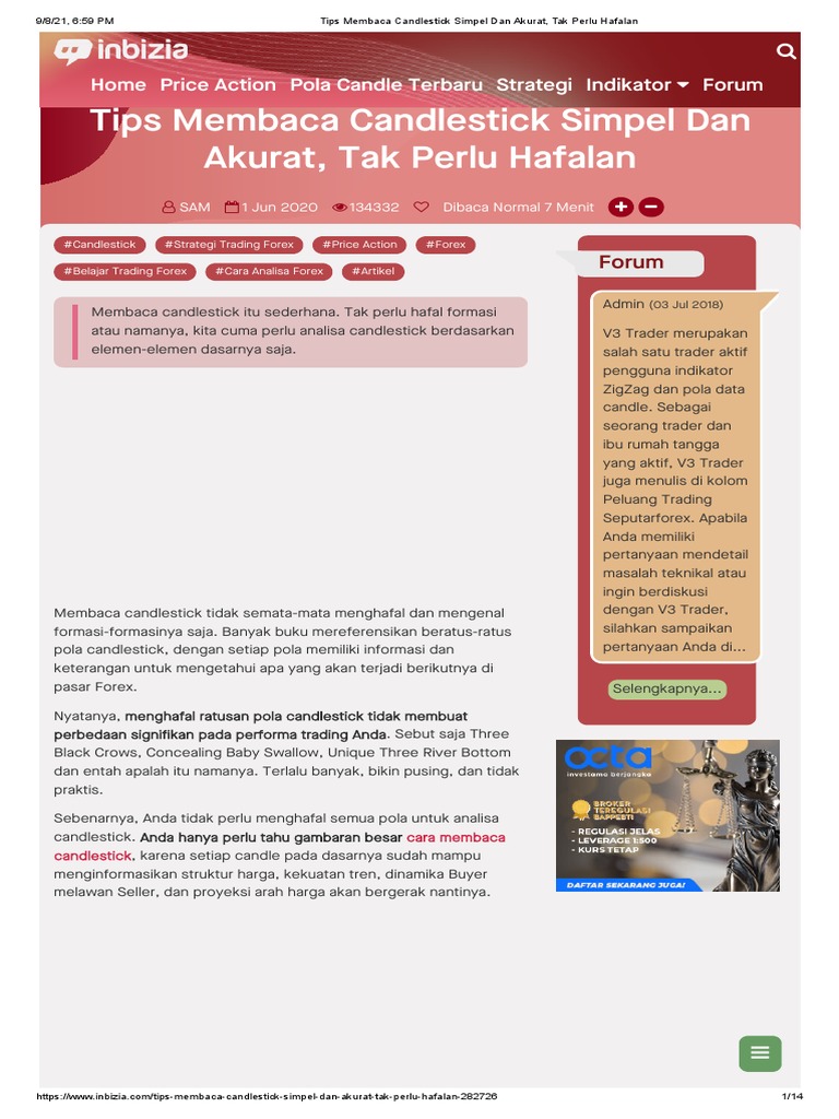Tips Membaca Candlestick Tanpa Hafalan | PDF