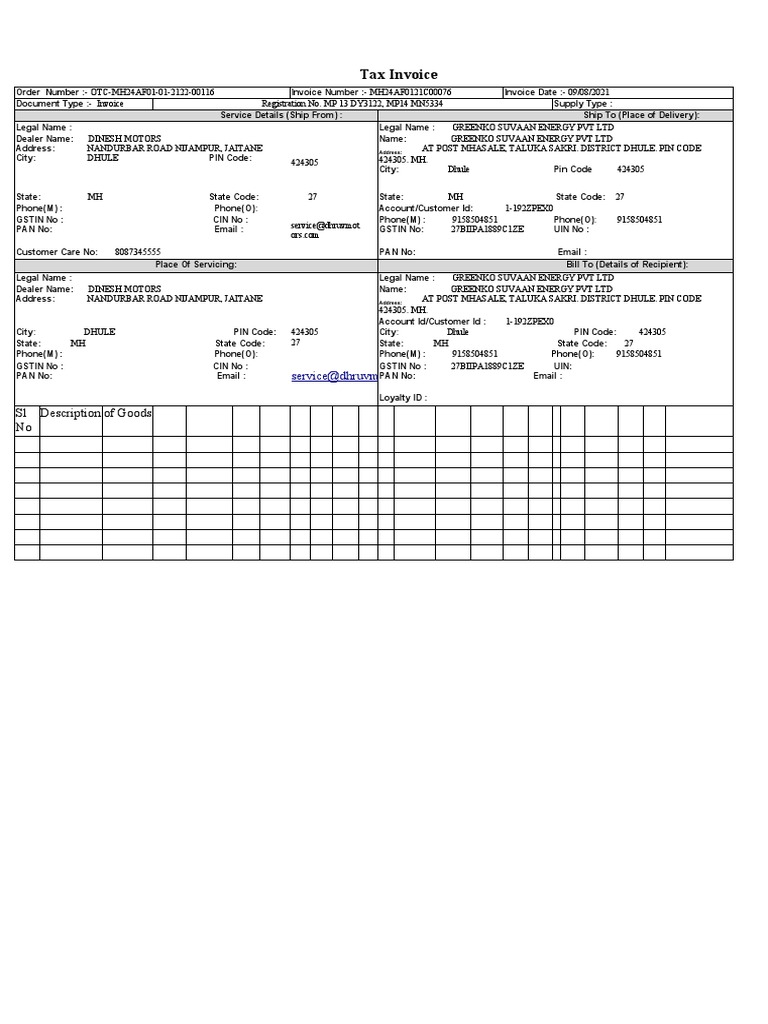 OTC Invoice | PDF | Invoice | Payments