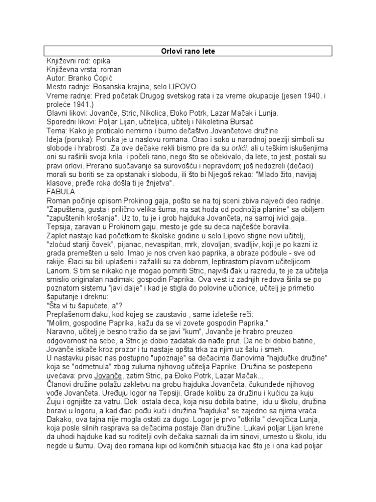 Orlovi Rano Lete | PDF