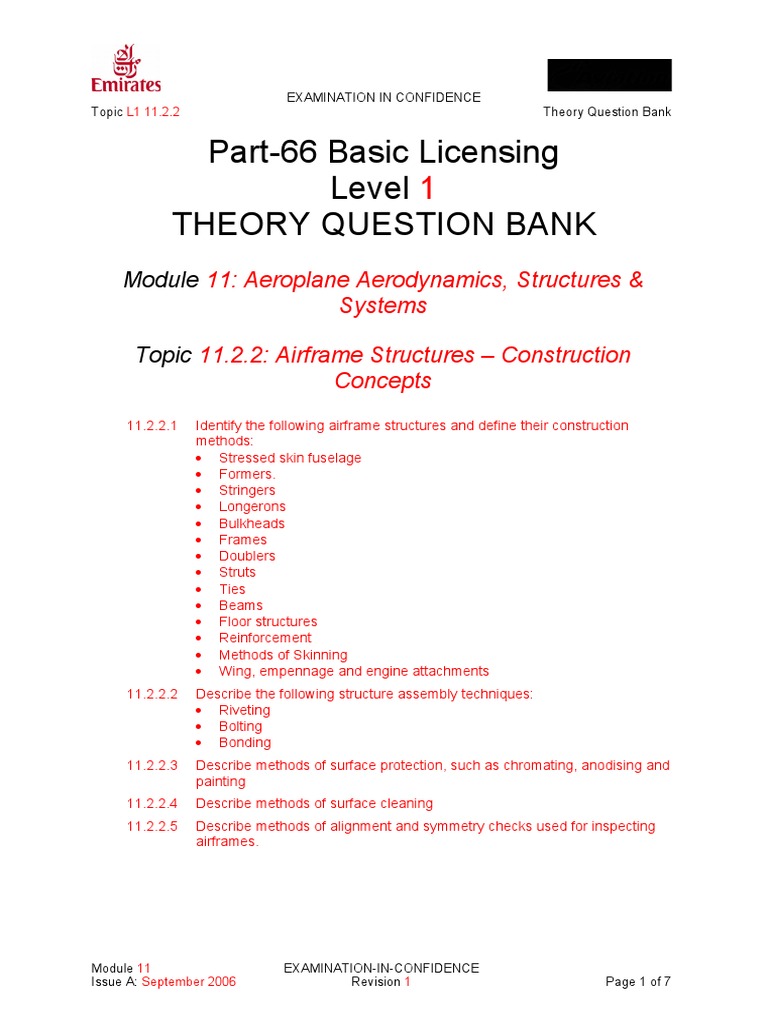 L1 11.2.2 Airframe Structures - Construction Concepts A-1 | PDF ...