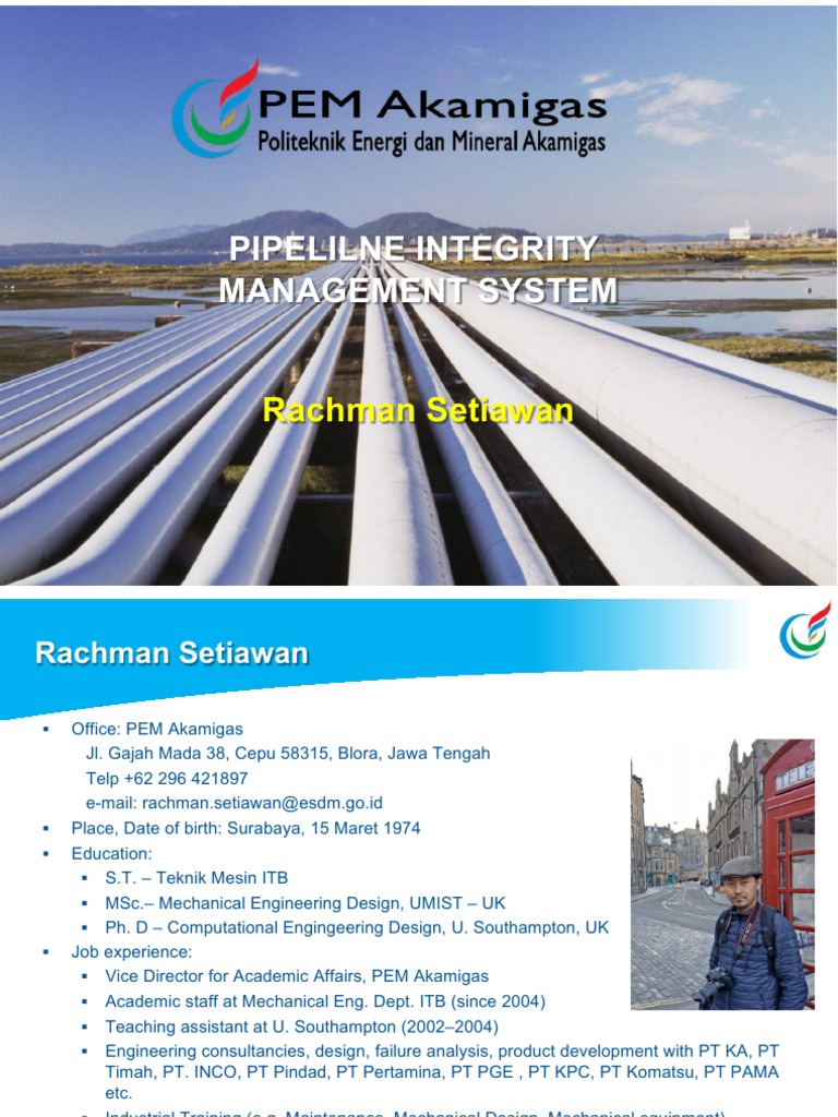 Pipelilne Integrity Management System: Rachman Setiawan | PDF ...