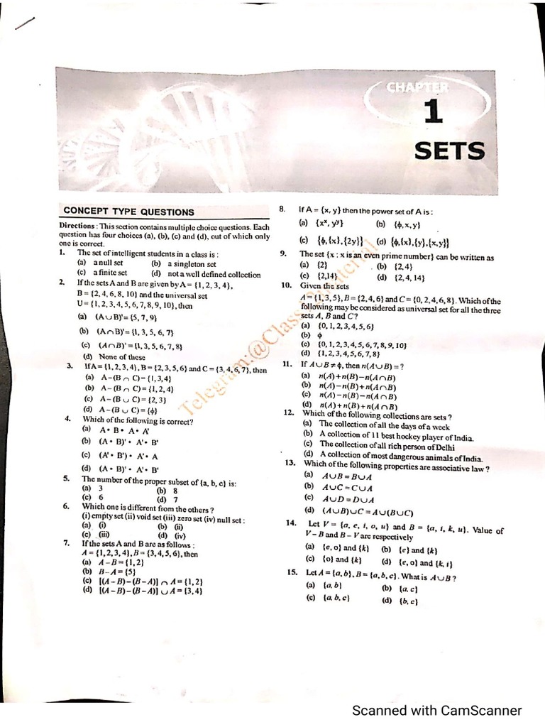 Sets MCQ Questions | PDF