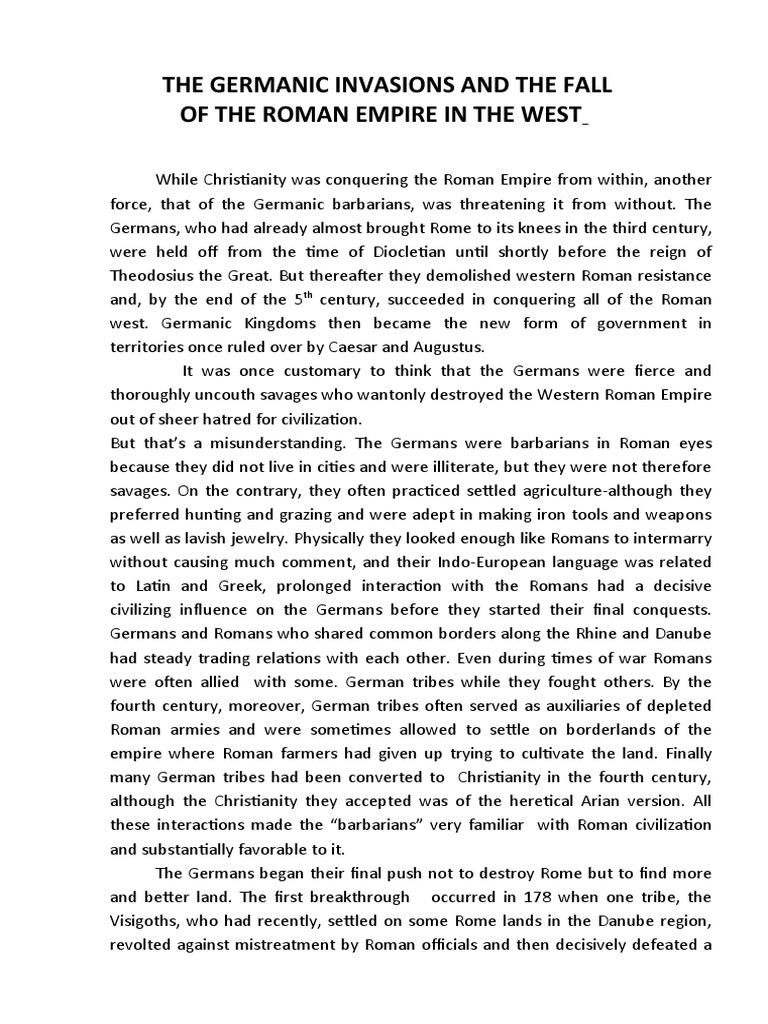 The Germanic Invasions and The Fall | PDF | Roman Empire | Germanic Peoples