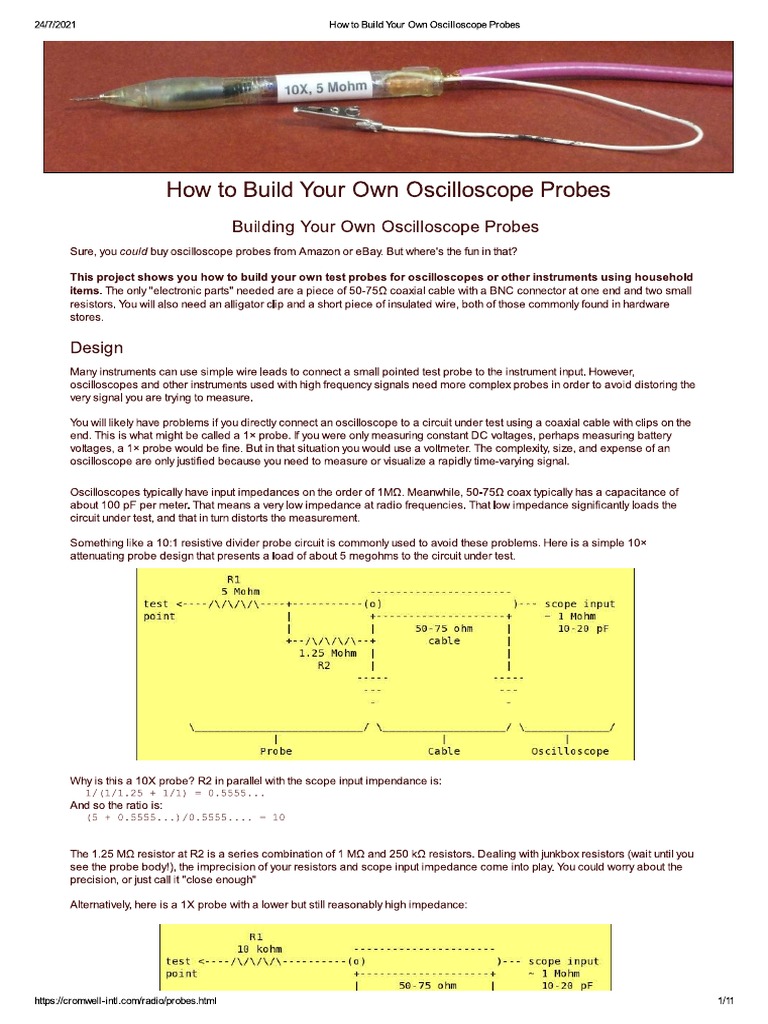 How To Build Your Own Oscilloscope Probes | PDF