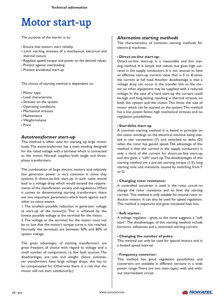 Motor Start-Up: Alternative Starting Methods | PDF | Electric Motor ...