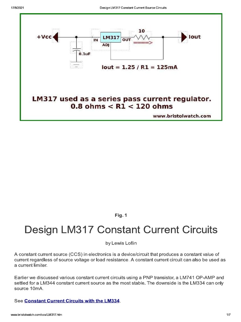 Design LM317 Constant Current Circuits | PDF Design LM317 Constant Current Circuits | PDF