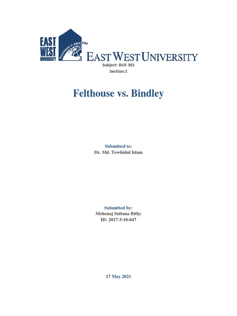 Felthouse Vs Bindley | PDF | Offer And Acceptance | Common Law