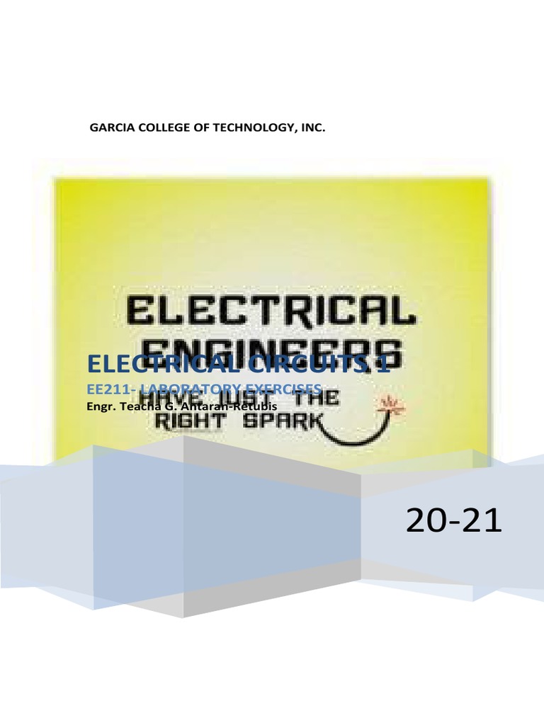 Electrical Circuits 1 Ee211 Laboratory Exercises Pdf Electrical