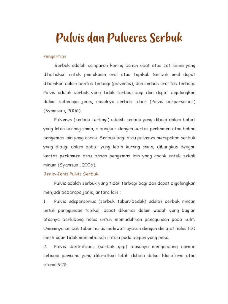 Perbedaan Pulvis dan Pulveres Obat | PDF