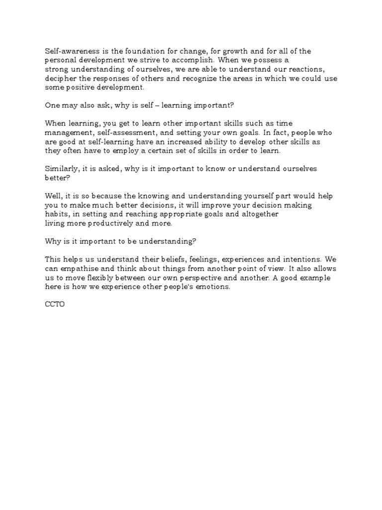 Understanding The Self Importance | PDF