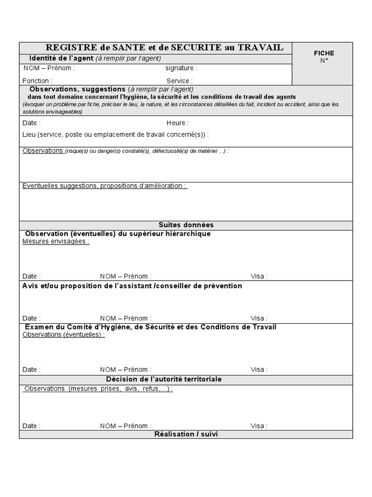 Exemple Registre HSE | PDF