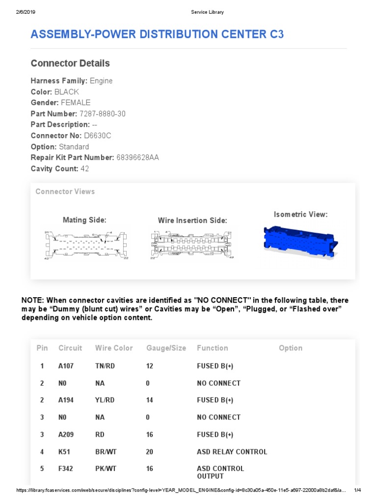 Assembly-Power Distribution Center C3: Connector Details | PDF ...