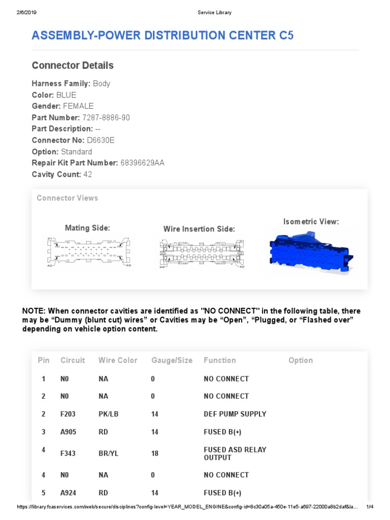 Assembly-Power Distribution Center C5: Connector Details | Download ...