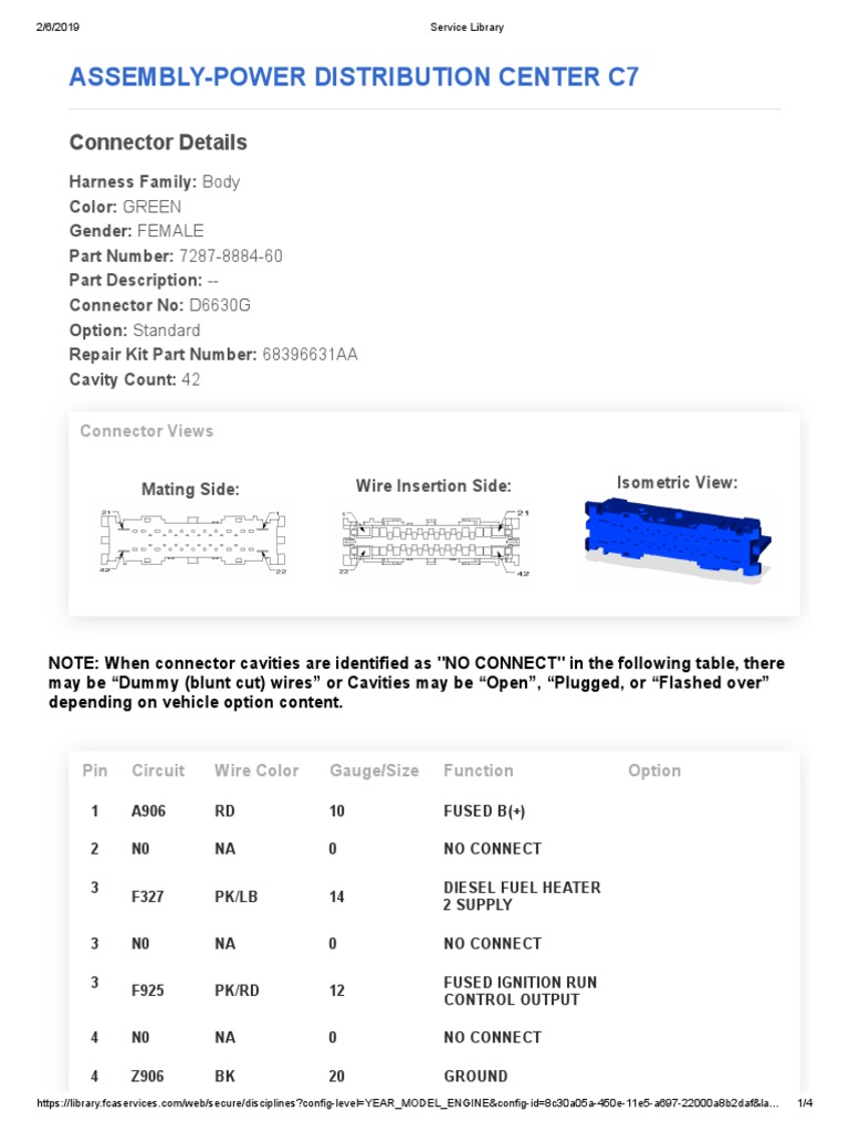 Assembly-Power Distribution Center C7: Connector Details | PDF ...