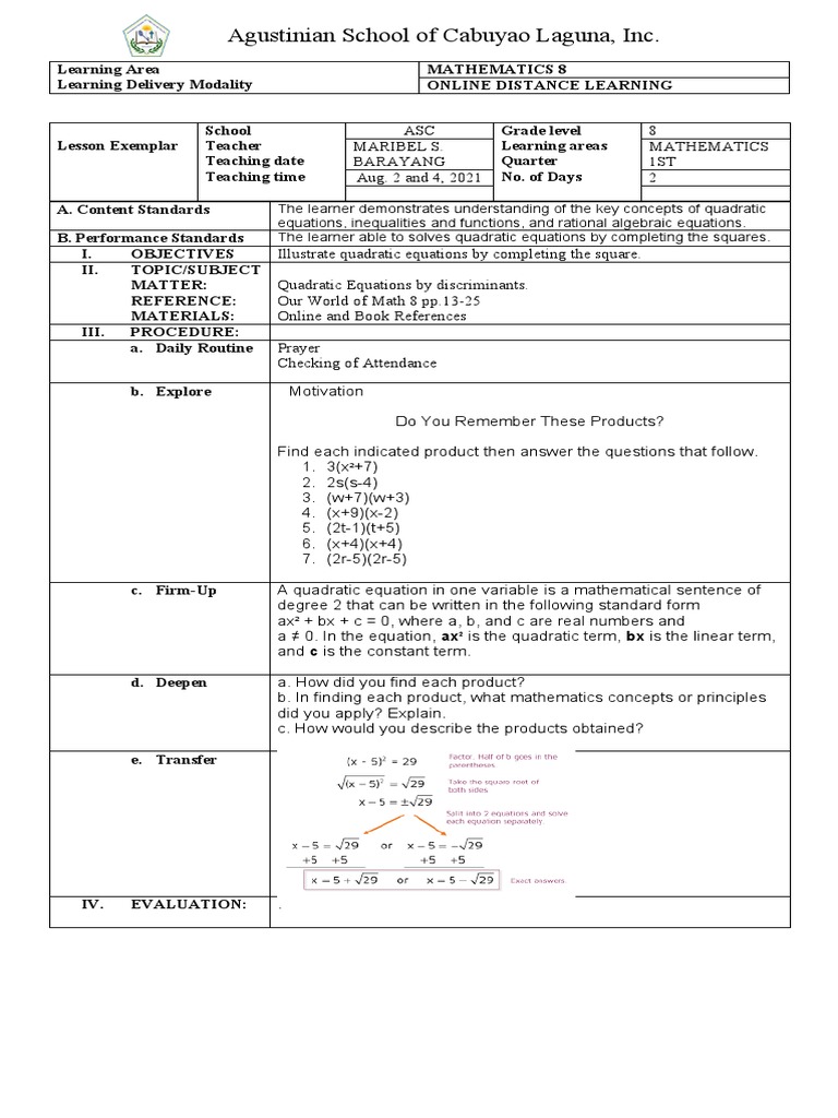 GRADE 8 MATH - Factoring Polynomials | PDF | Equations | Quadratic Equation