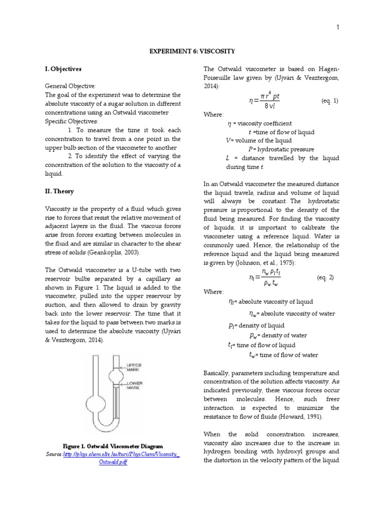 Labrep Experiment 6 - Viscosity | PDF | Viscosity | Liquids
