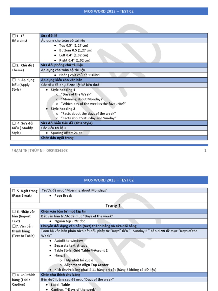 MOS WORD 2013 - Test 2 | PDF