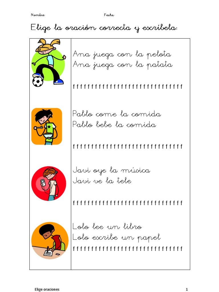 Elige la oración correcta y escríbela | Ocio | Deportes