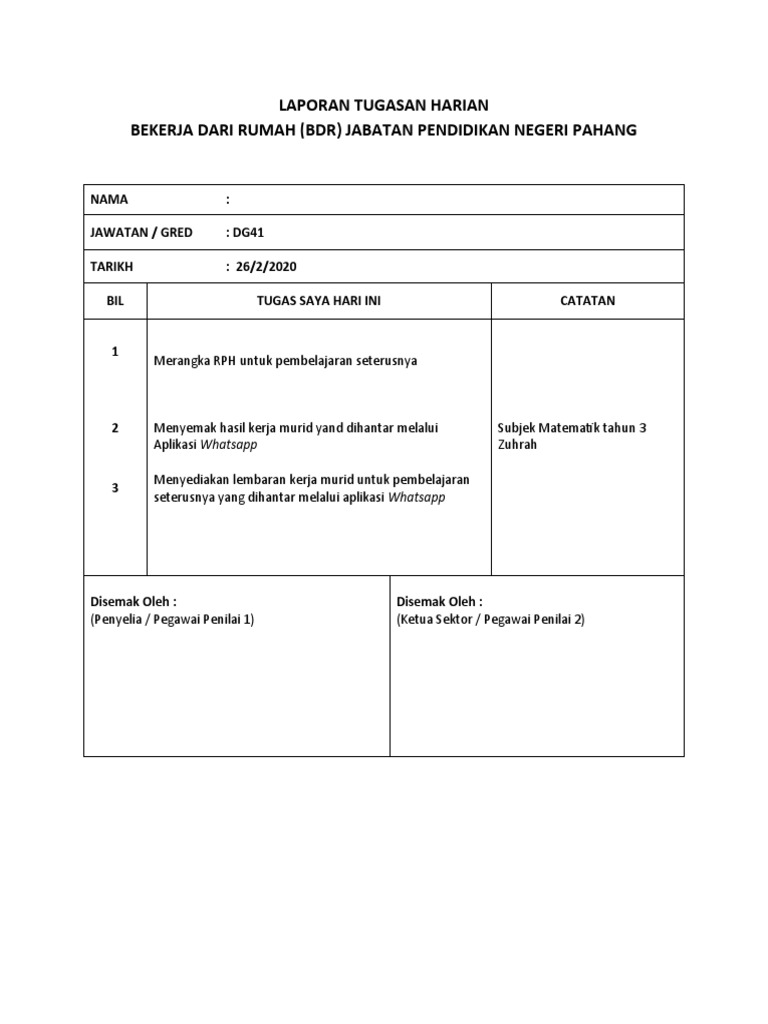 Contoh Borang Laporan BDR | PDF