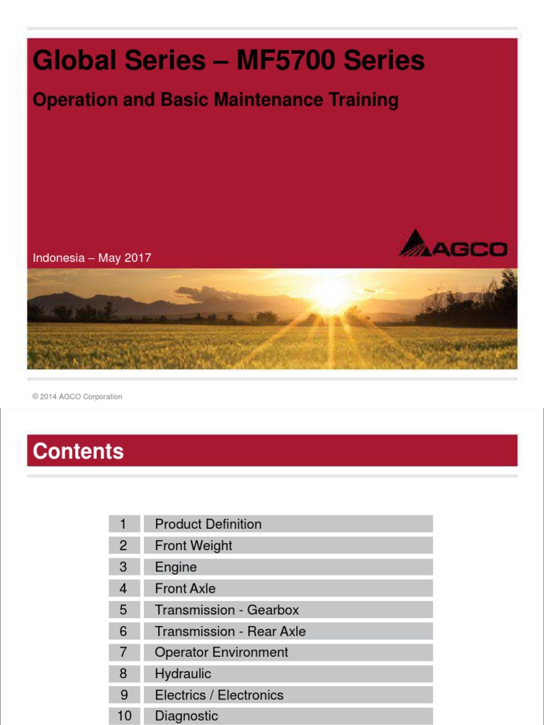 Global Series - MF5700 Series: Operation and Basic Maintenance Training ...