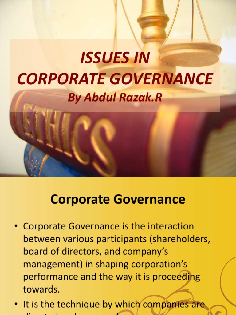 Issues in Corporate Governance | PDF | Corporate Governance | Board Of ...