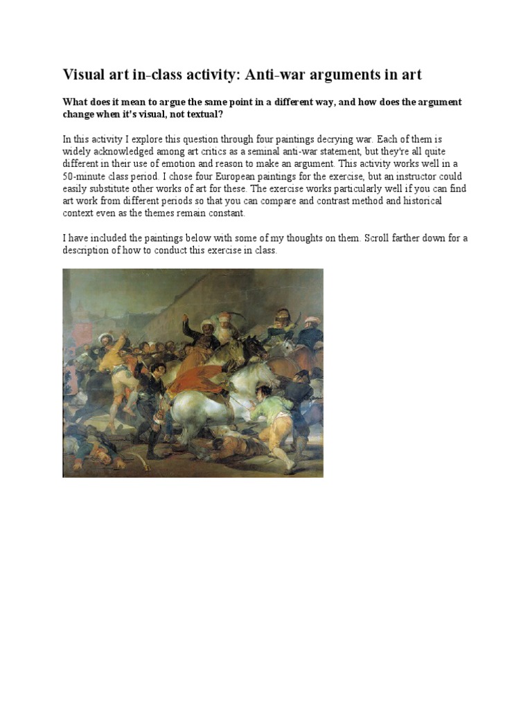 Visual art anti-war arguments | PDF | The Arts