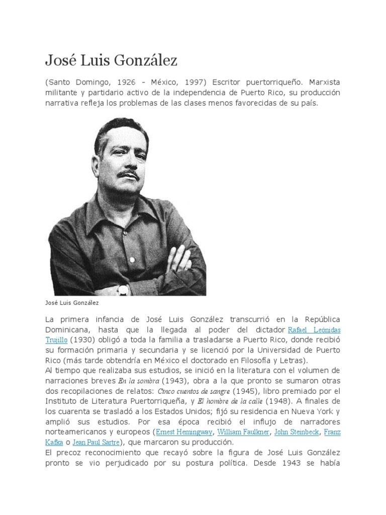 José Luis González: Escritor puertorriqueño y militante marxista cuyos ...