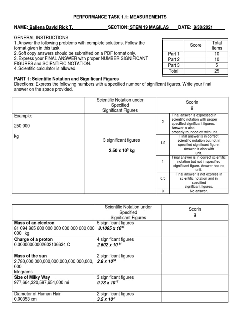 Performance-Task-1.1-Measurements-Ballena Stem Magilas | PDF ...