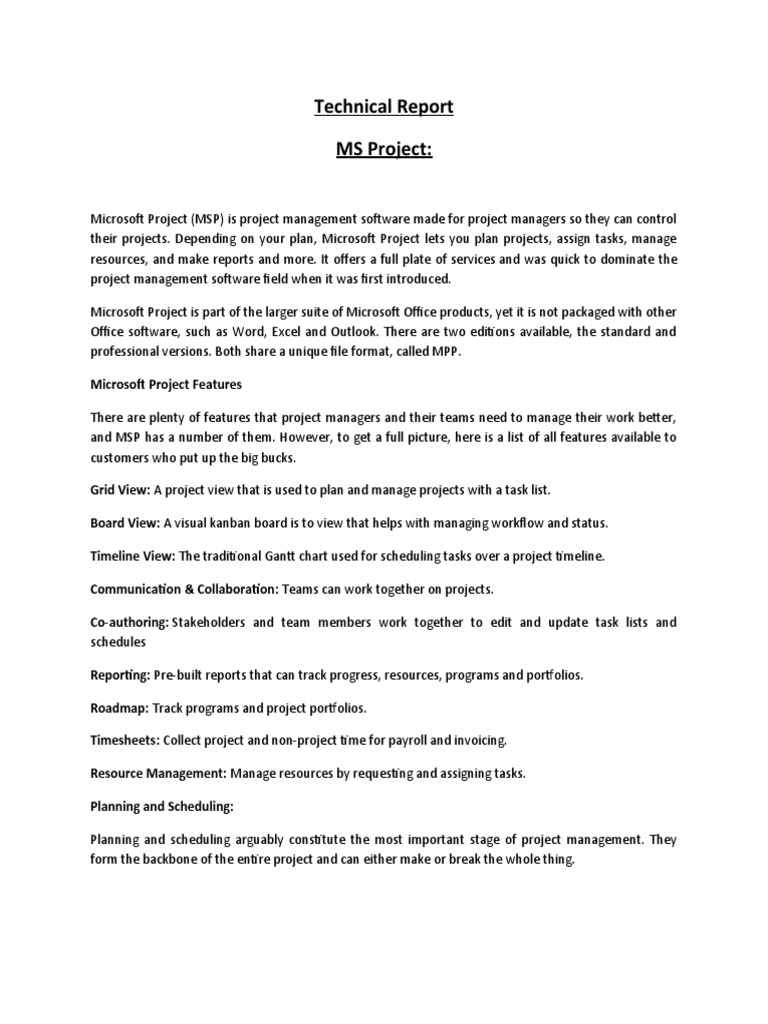 Technical Report MS Project | PDF | Project Management | Software