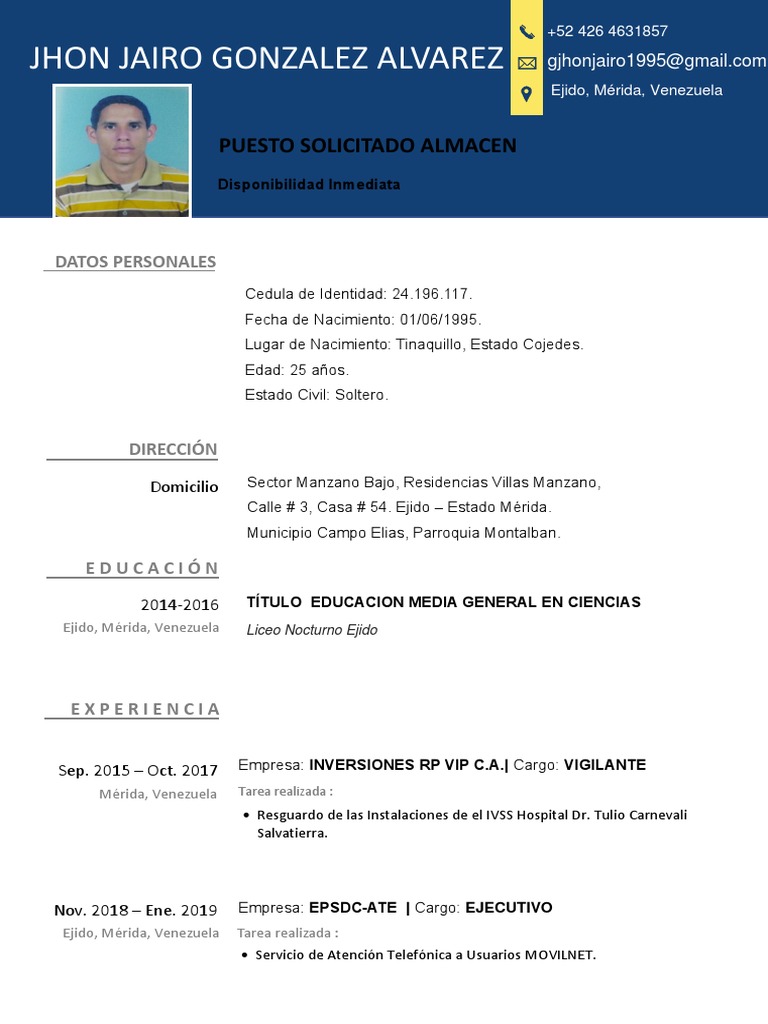 Curriculum Vitae Jhon Jairo | PDF