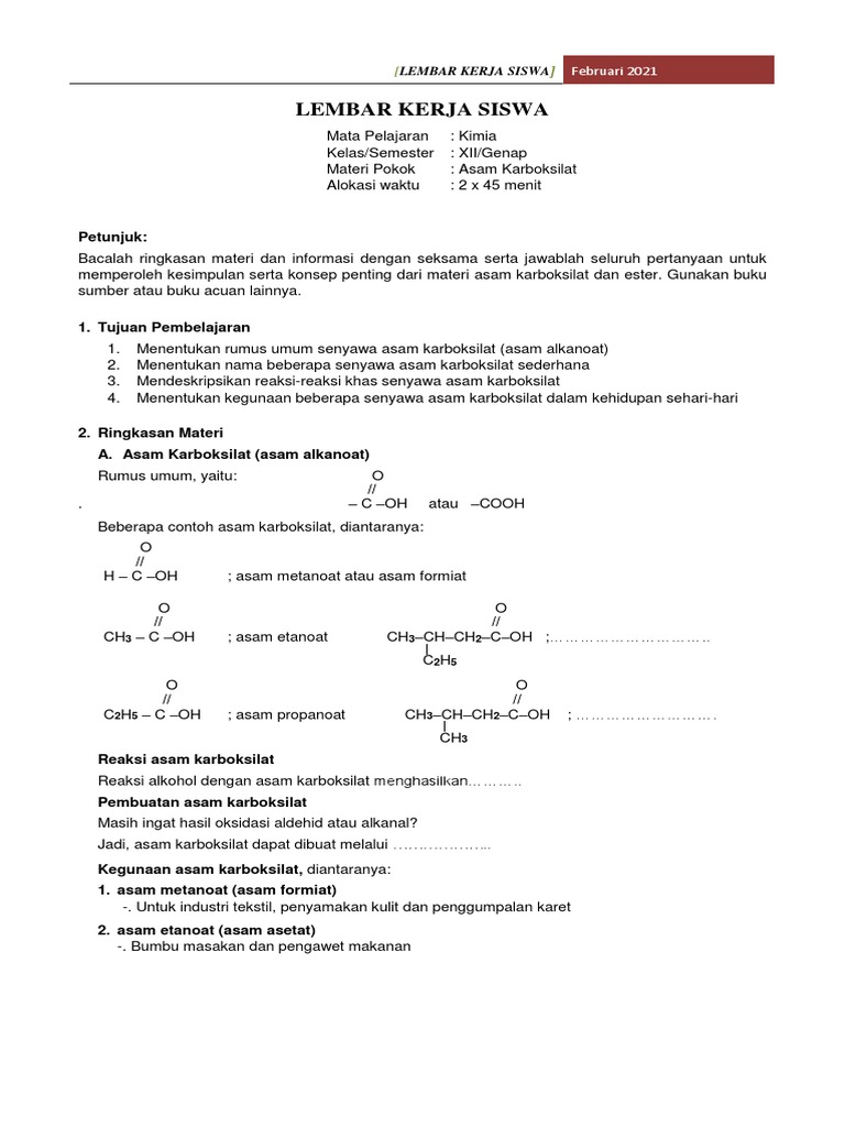 LKS Asam Karboksilat Dan Ester | PDF