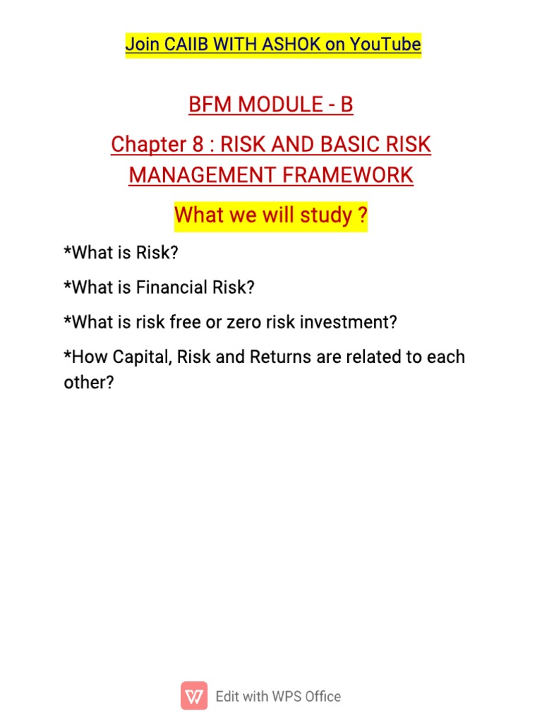 Caiib With Ashok BFM Module B Chapter 8 | PDF