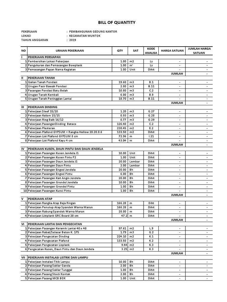 Bill of Quantity | PDF
