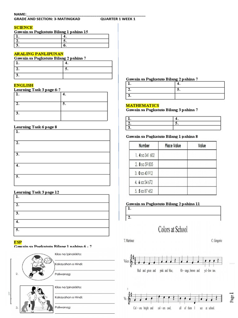 Q1 Answer Sheet WEEK 1 | PDF