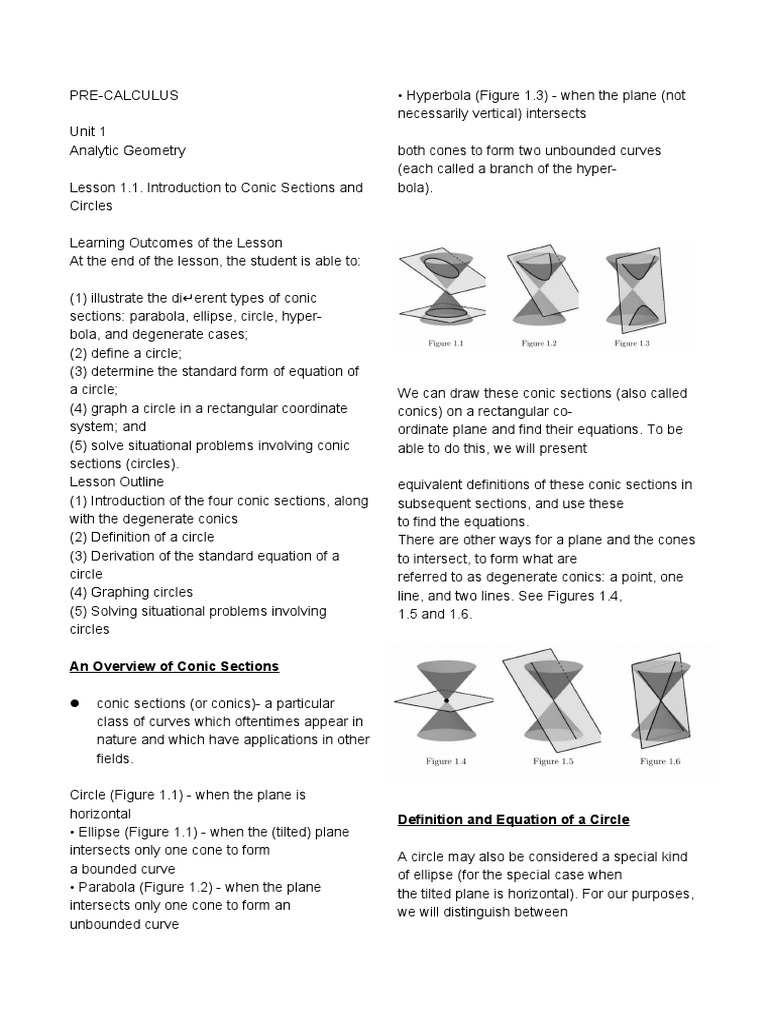 01-PRE CALCULUS 11-First Semester | PDF | Circle | Ellipse