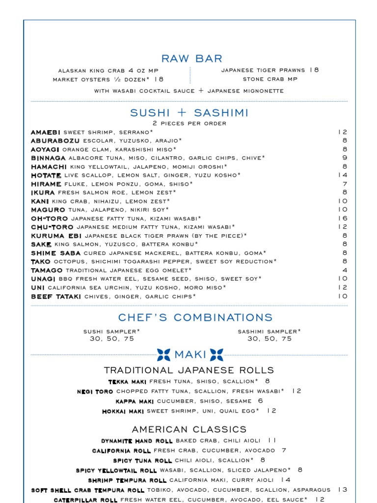 Makoto Sushi Menu Overview | PDF | Sushi | East Asian Cuisine