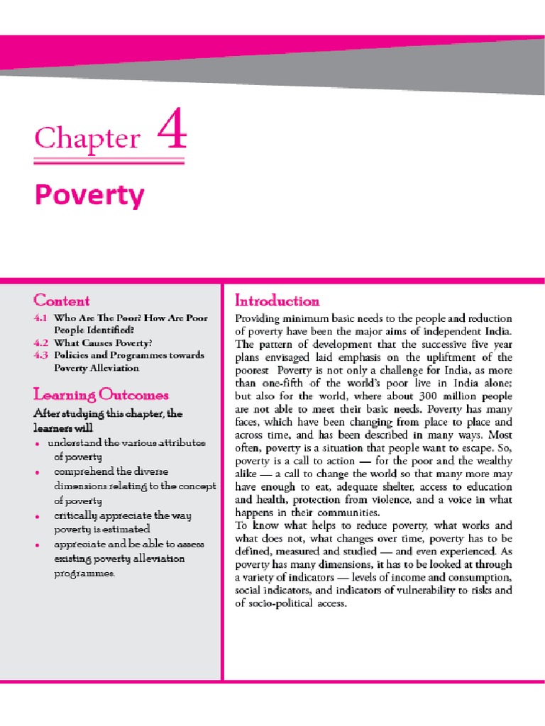 Subhash Dey IED XII Ch-4 Poverty (Shree Radhey Publications) | PDF