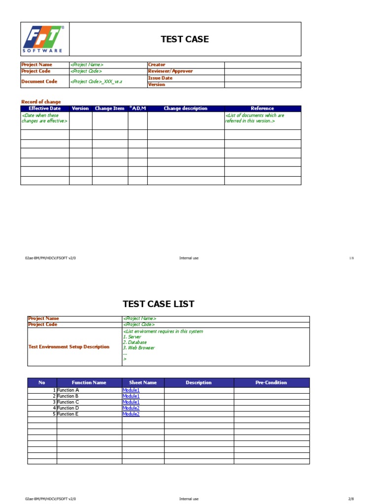 Test Case: Project Name Creator Project Code Reviewer/Approver Document ...