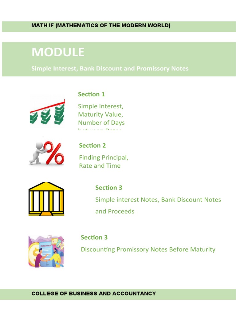 Module 1 Simple Interest Bank Discount and Promissiory Notes | PDF ...